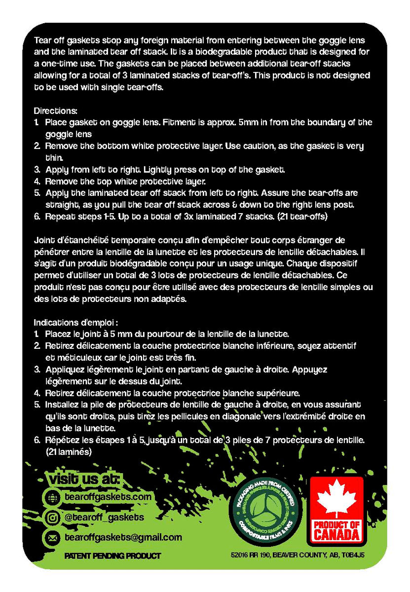 OG Optics -20 Pack – Tear-Off Gaskets